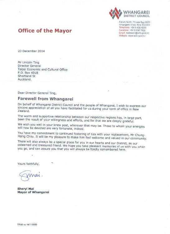 A farewell letter from Sheryl Mai, Mayor of Whangarei