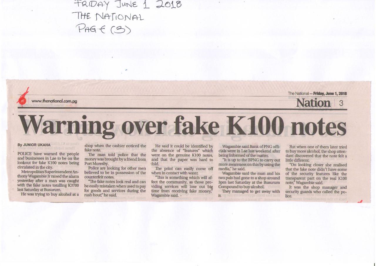 Warning over fake K100 notes - Taipei Economic and Cultural Office in ...